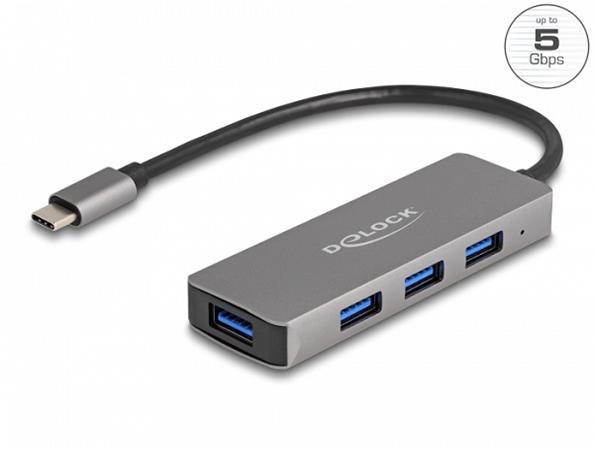 Delock 4 portový Hub USB 3.2 Gen 1 s konektorem USB Type-C™ – porty USB ...