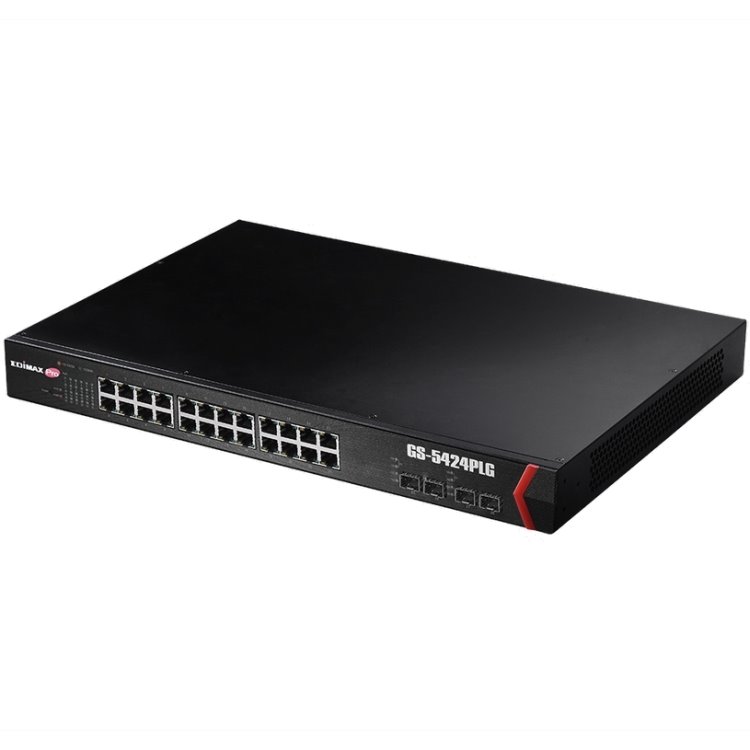 Edimax 24 port PoE+ Gigabit Web Smart Switch, +4x SFP, budget 400Watts ...