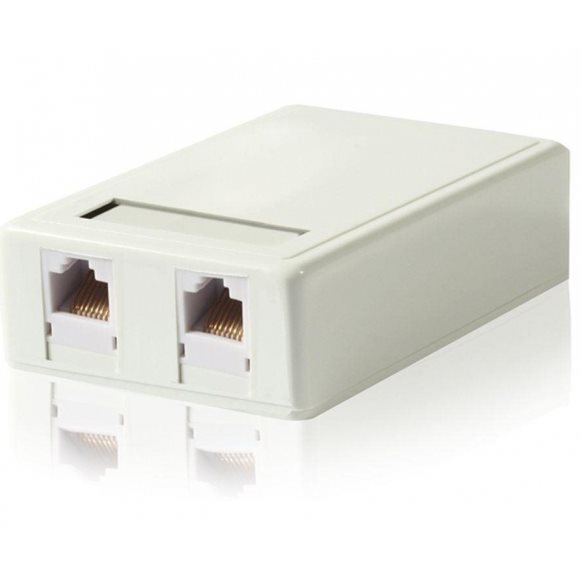 Gembird UTP socket on surface, 2x RJ45, white, Cat.5e terminal block ...