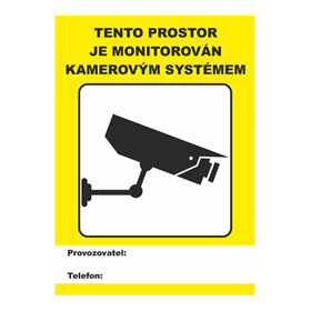 Sticker - this space is monitored by a camera system, square 14x10 cm ...