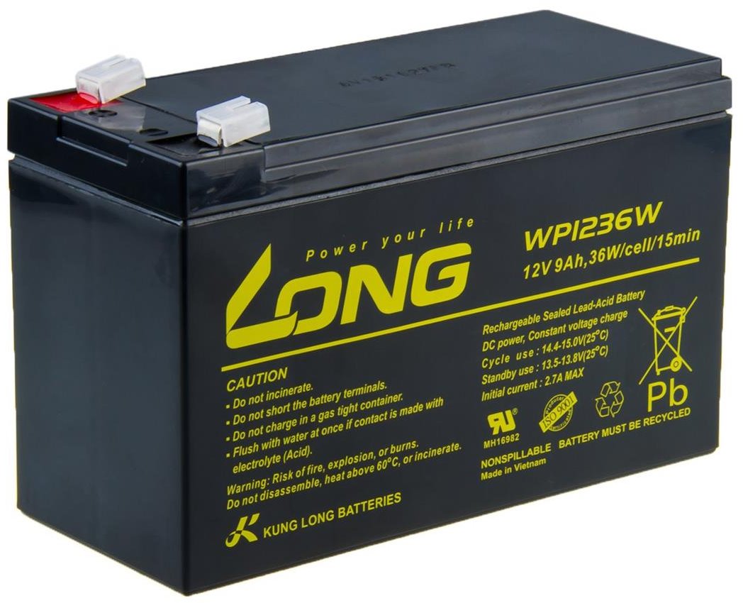 Long 12V 9Ah lead acid battery HighRate F2 (WP7.2-12) | Discomp