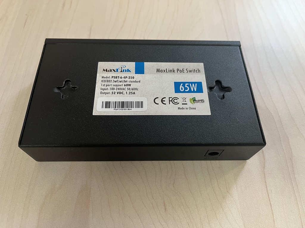 MaxLink PoE switch PSBT-6-4P-250, 6x LAN/4x PoE 250m, 802.3af/at/bt ...