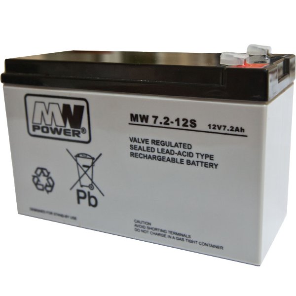 MW AGM lead acid battery 12V 7,2 Ah, lifetime 3-5 years, Faston 4,8mm | Discomp - networking ...