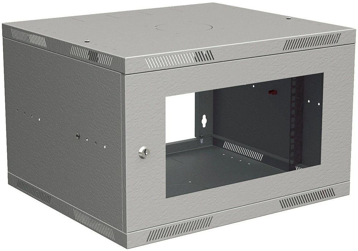 Solarix cabinet wall mount flat-pack SENSA LITE 6U 450mm, glass door ...