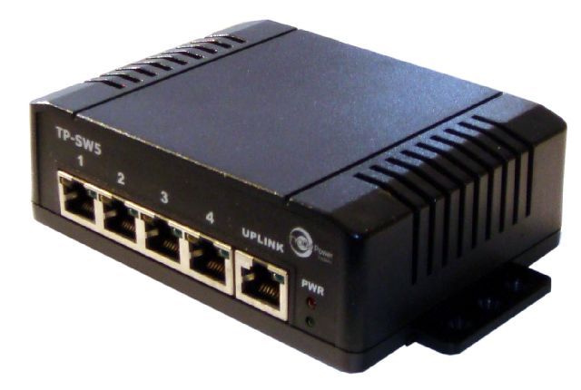 Tycon TP-SSW5-NC, 5x 10/100 PoE switch, passive PoE injector, 12-48VDC ...