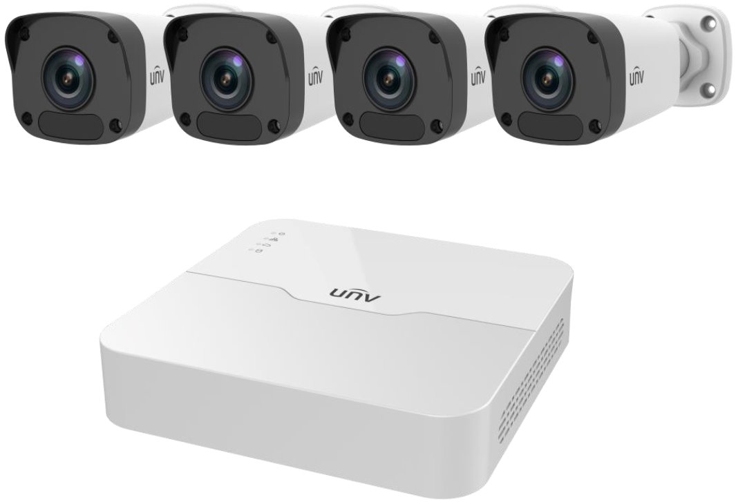 Unv Ip Kit 1x Nvr Nvr301 04lb P4 4x Ip Camera Ipc2122lr3 Pf40m D Discomp Networking Solutions
